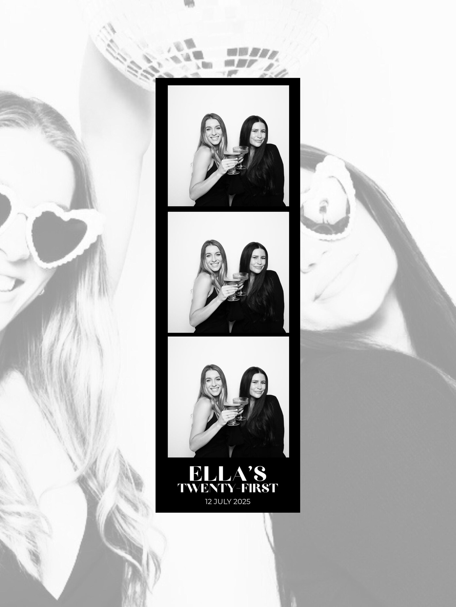 Minimalistic Simple Classic 2x6 Photo Strip Template for Photo Booth ...