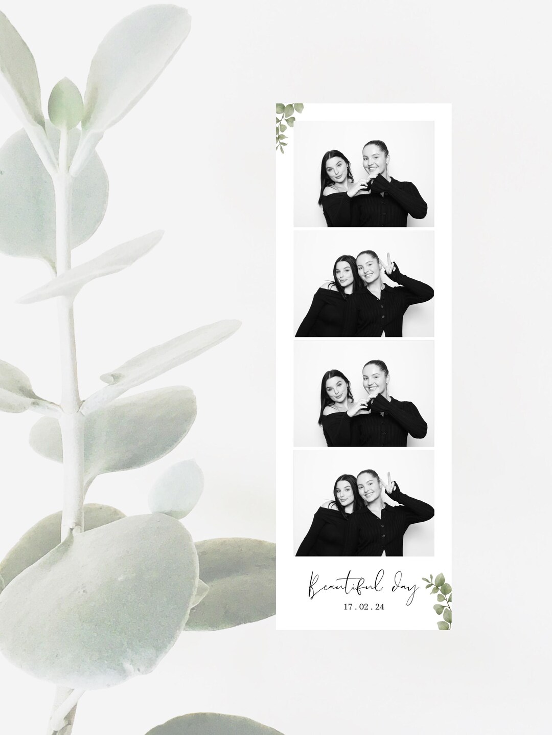 2x6 Photo Template - White With Black Writing & Greenery / Canva ...