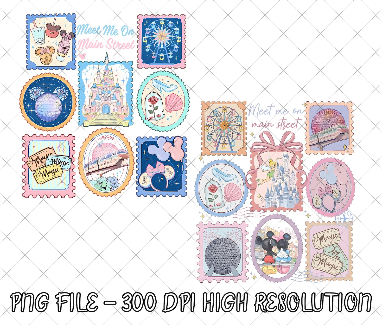 Meet Me on Main Street Stamp Png, Magic Kingdom Png, Main Street Theme ...