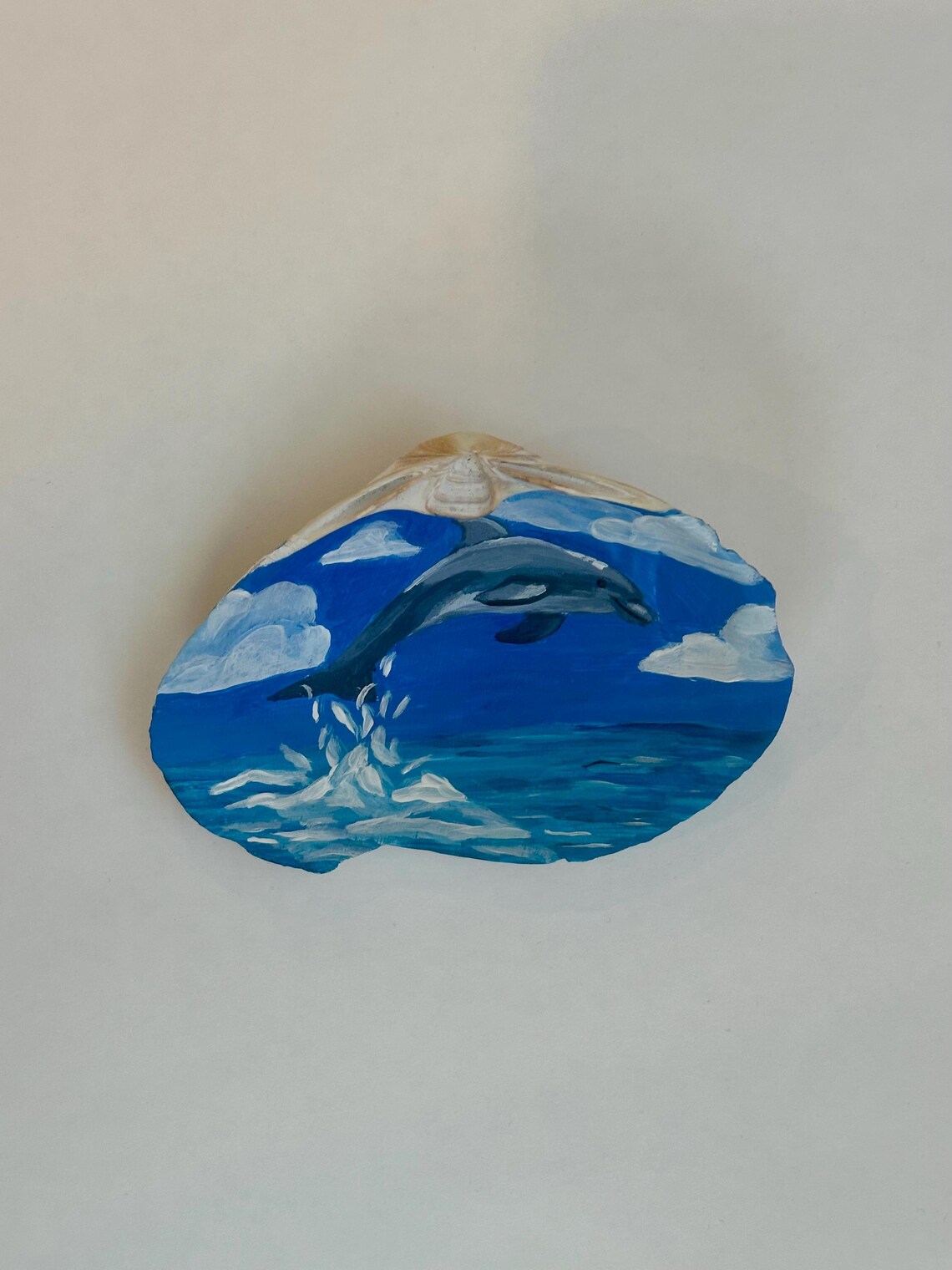Hand-painted Seashell With Dolphin Design - Beach, Summer Decoration - Etsy