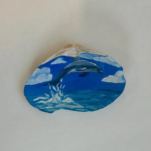 Hand-painted Seashell With Dolphin Design - Beach, Summer Decoration - Etsy