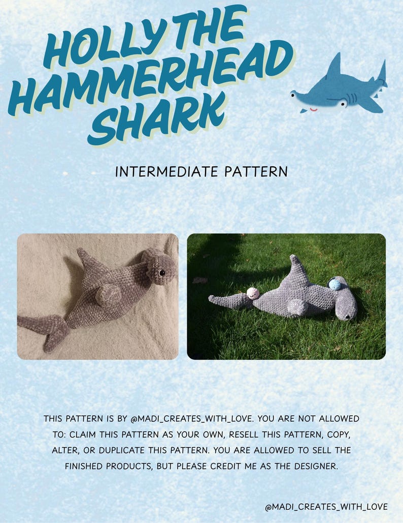Holly the Hammerhead Shark Crochet Pattern - Etsy