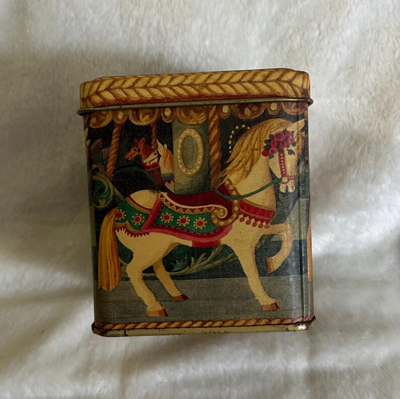 Vintage 1980s-90s Whimsical Decorative Carousel Horse Tin/container ...