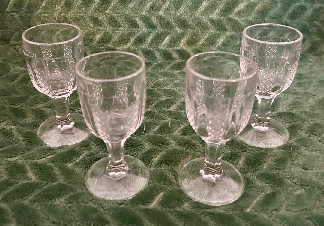 Set of 4 Antique 1800s Early American Pattern Glass (EAPG) Cordial ...