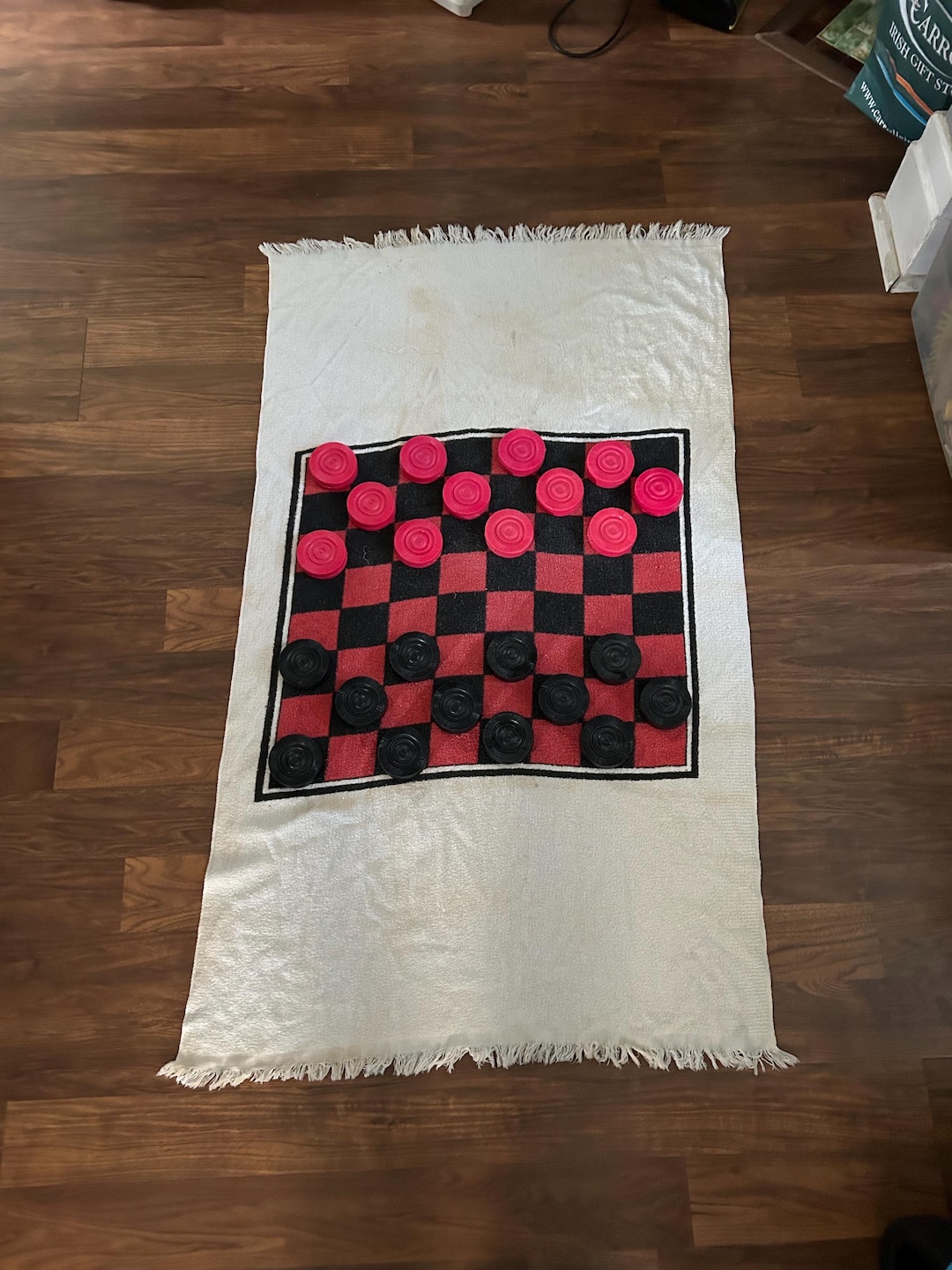Vintage 1970s Jumbo Checkers Game Towel: Large Floor Play Mat - Etsy