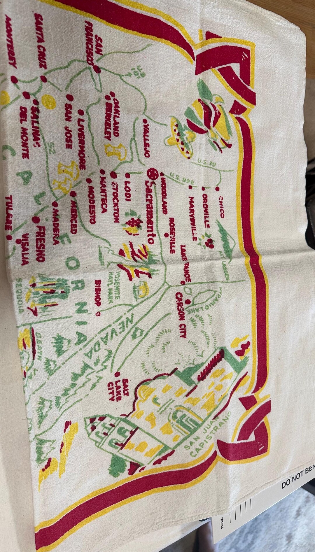 Vintage Tea Towel Map of Southern California - Etsy