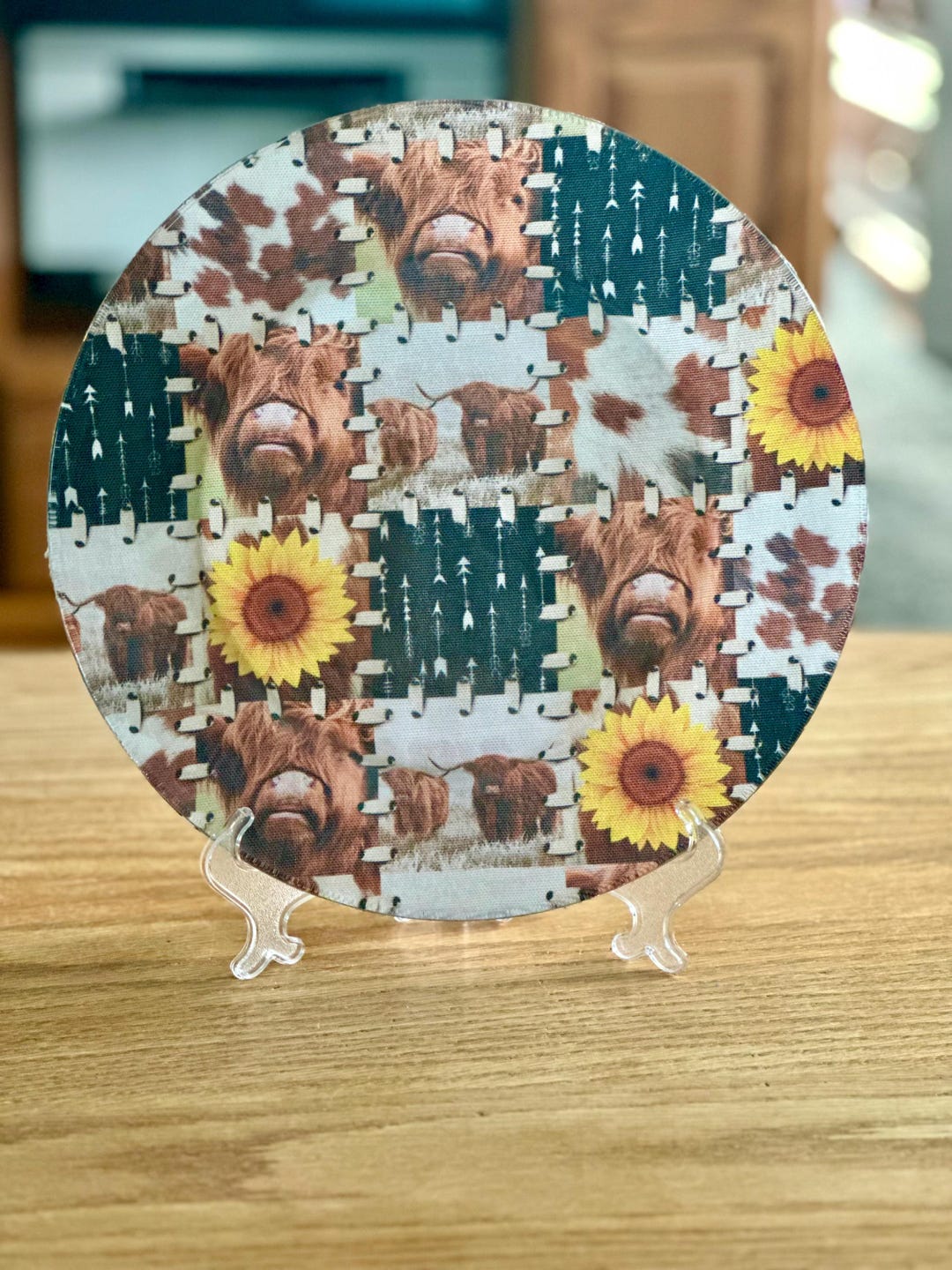 Rustic Highland Cow Decorative Plate - Farmhouse Charm With Sunflowers ...
