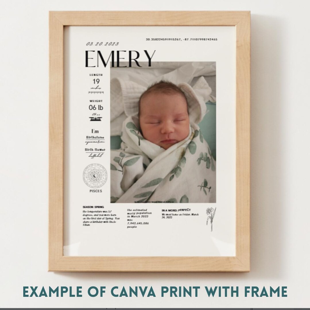 Pisces Birth Story Magazine Cover Customizable Template - Etsy