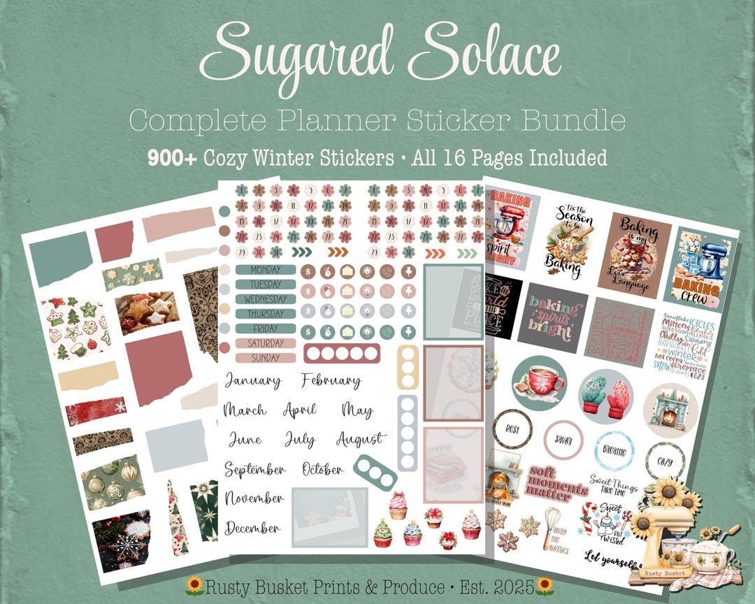 Printable Planner Stickers Bundle • 16 Sheet Complete Set • Happy ...