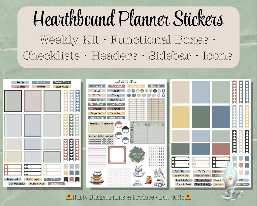 Weekly Printable Planner Sticker Bundle • 6 Sheet Kit • Happy Planner ...