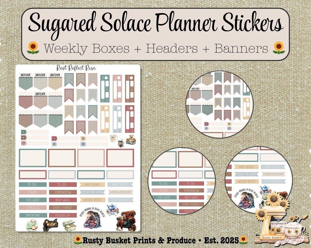 Weekly Boxes + Headers + Flags • Printable Planner Sticker Sheet ...