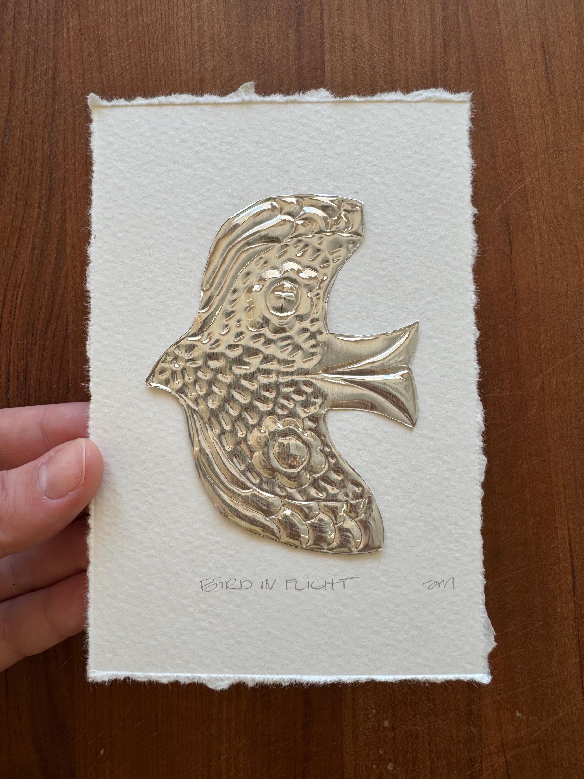 Handmade Embossed Tin Bird Artwork Mounted to Heavyweight Archival ...