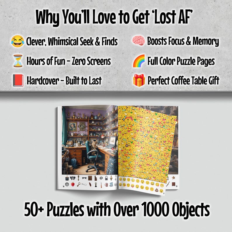 Hidden Object Puzzle Book for Adults: Lost AF Seek and Find [hardcover ...
