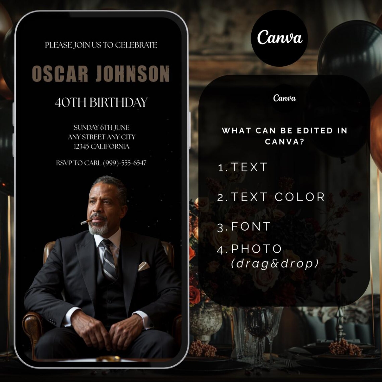 Digital Men Birthday Invitation, the Man the Legend, Men Invitation ...