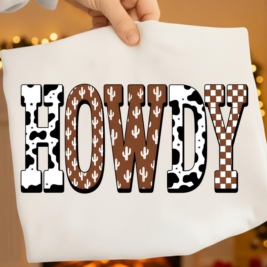 Howdy PNG: Western Halloween Ghost, Cowboy Checkered Letters (digital ...