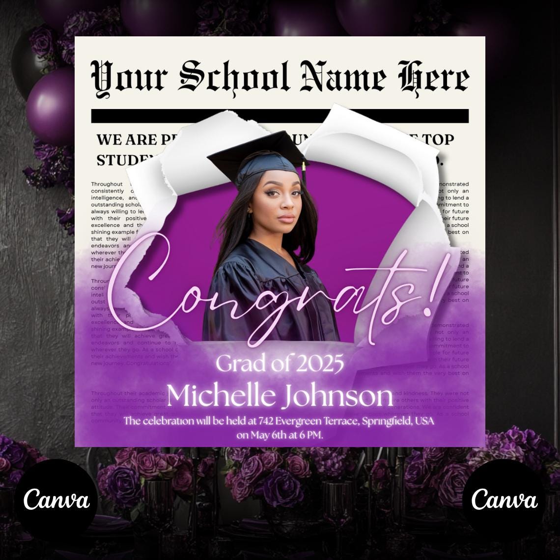 Graduate Flyer, Graduation Party Flyer, Graduation Invitation, College ...