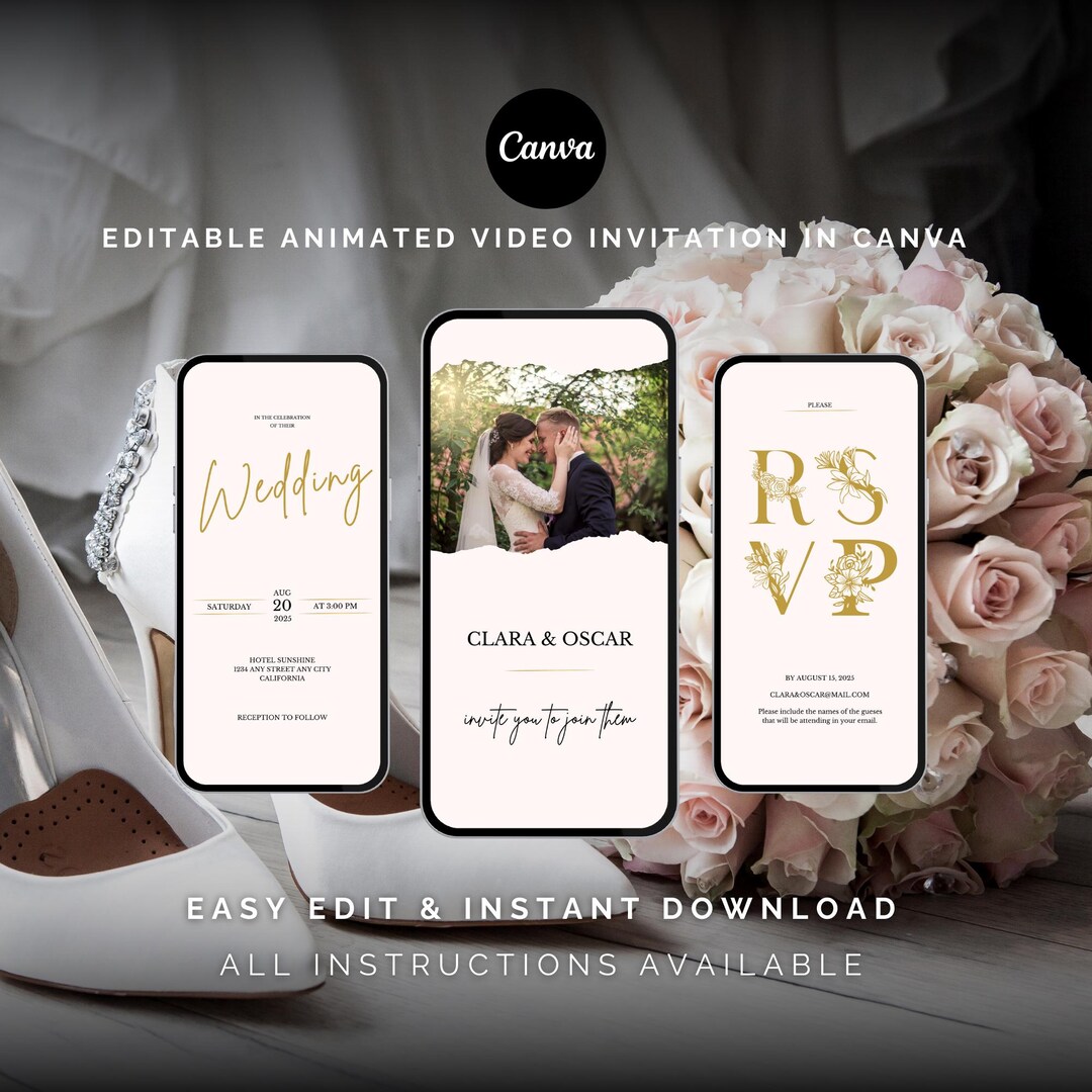 Animated Wedding Invitation, DIY Template Design, Wedding Video ...