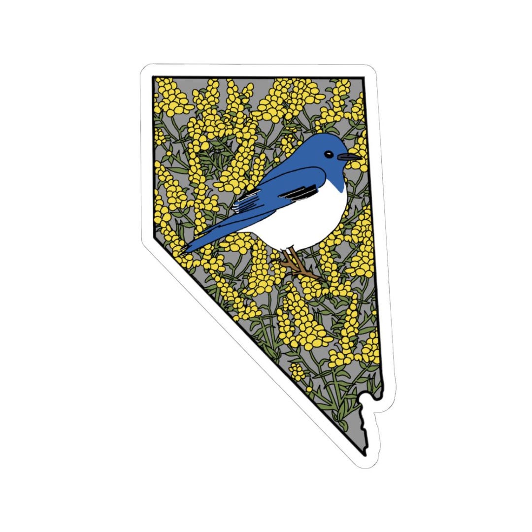 Nevada State Bird & Flower Sticker - Mountain Bluebird and Sagebrush ...