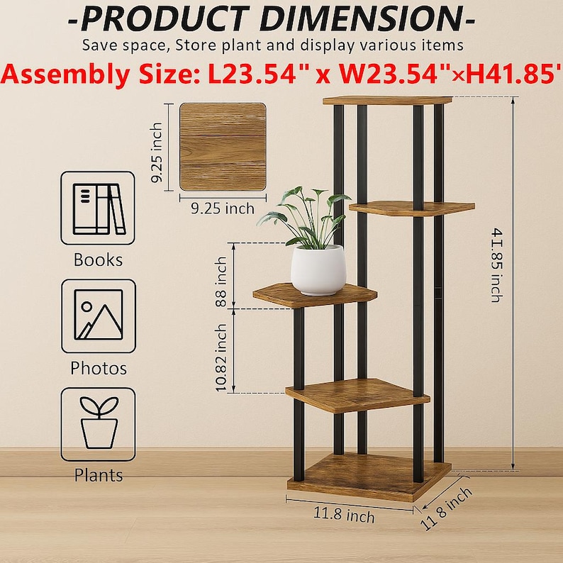 5-tier Metal Plant Stand: Indoor Outdoor Corner Flower Shelf - Etsy