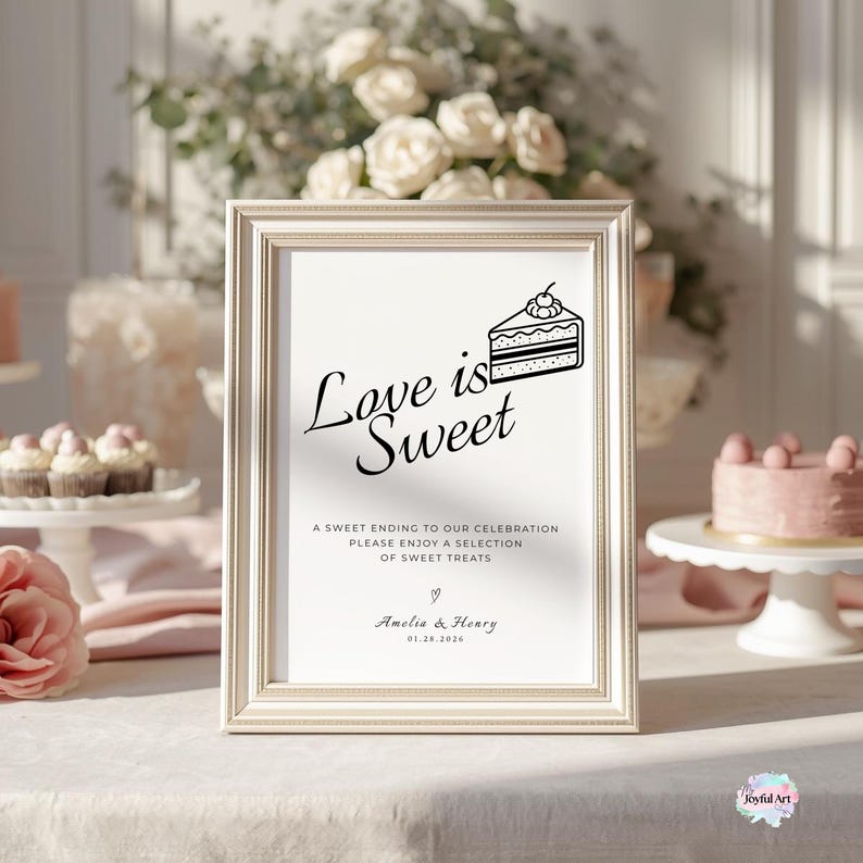 Love is Sweet Wedding Sign Template, Dessert Table Sign Editable Canva ...