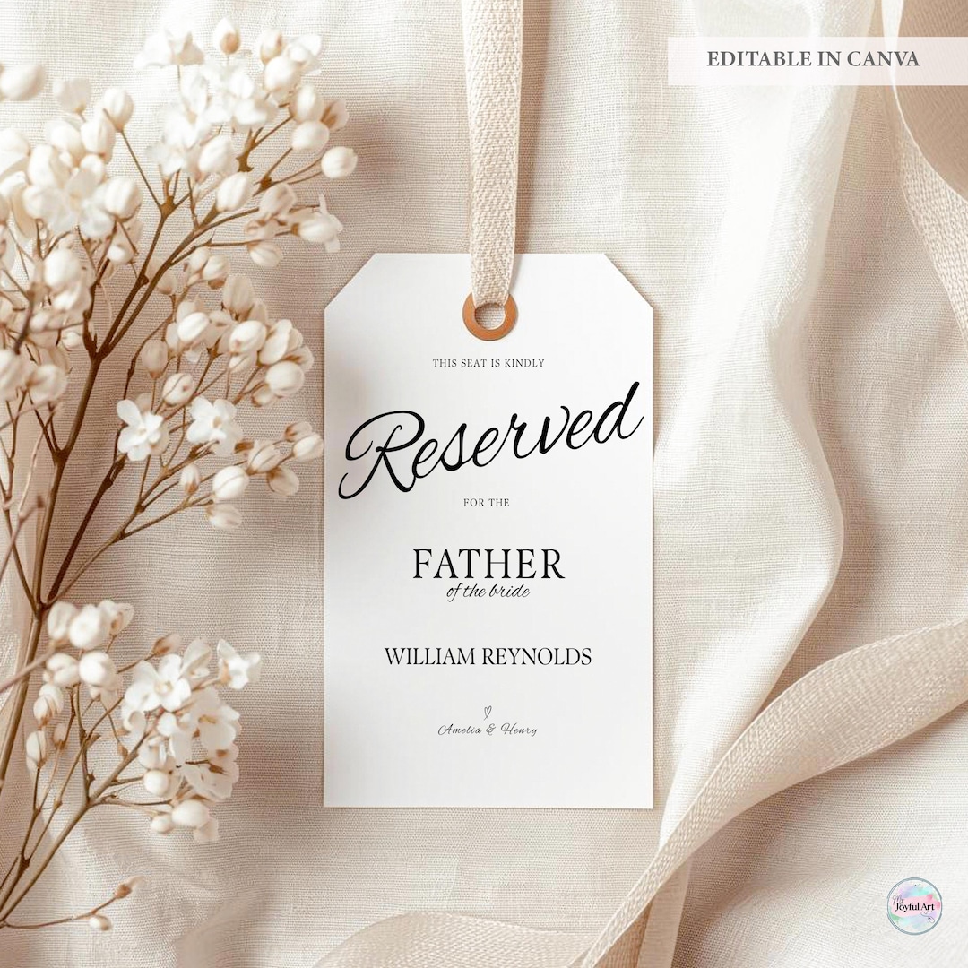 Editable Reserved Seating Tag and Sign Template | 4x6, 4x8, 5x7 & 8x10 ...