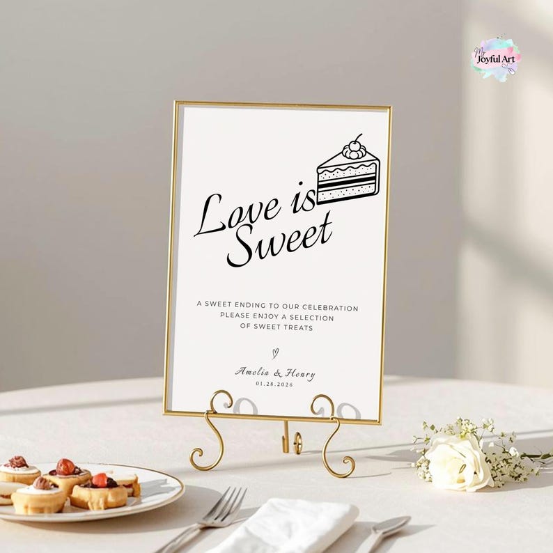 Love is Sweet Wedding Sign Template, Dessert Table Sign Editable Canva ...