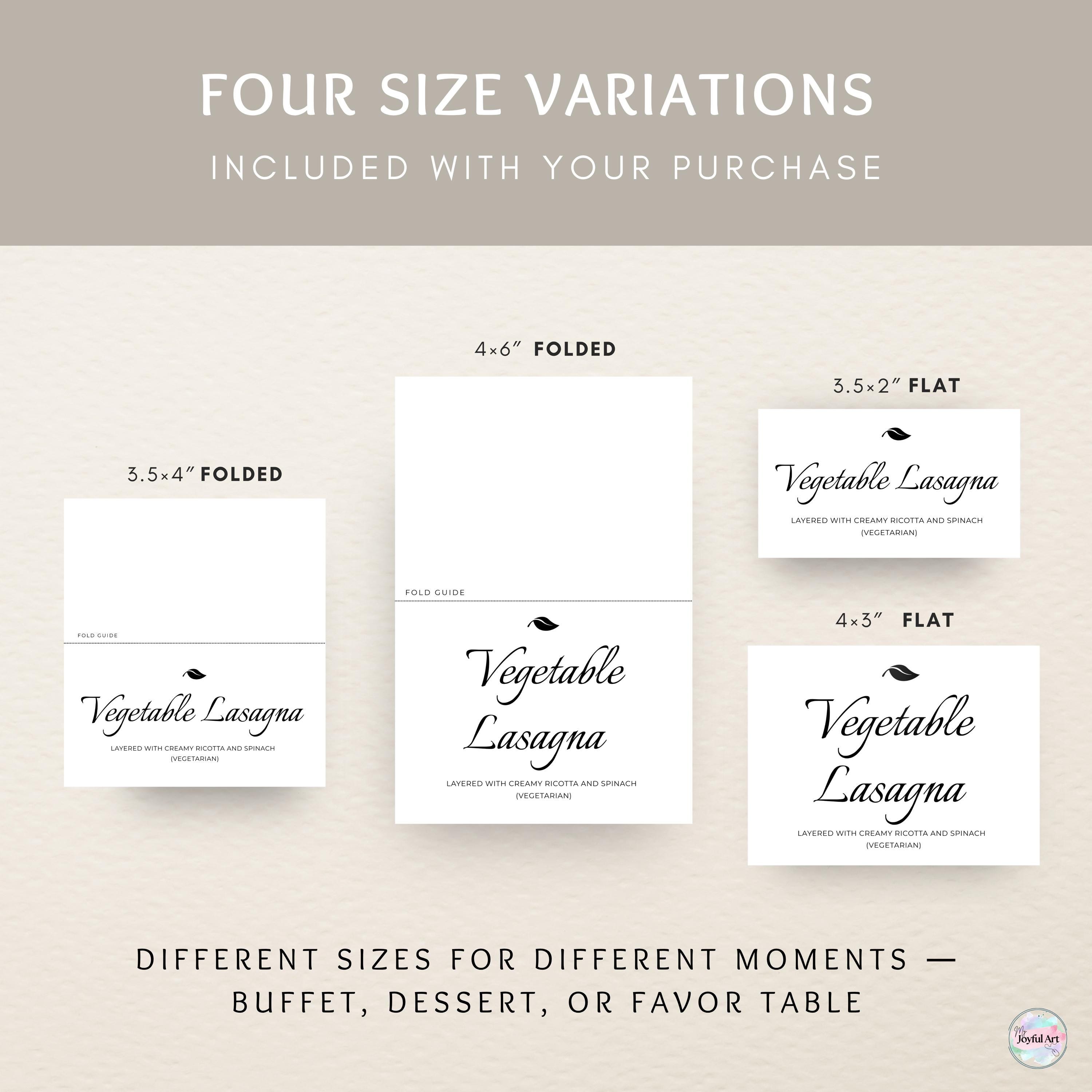 Editable Buffet Card Template | Wedding Food Labels | 4 Sizes Included ...