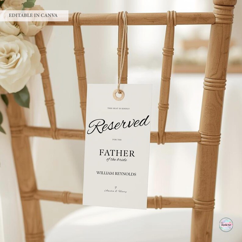 Editable Reserved Seating Tag and Sign Template | 4x6, 4x8, 5x7 & 8x10 ...
