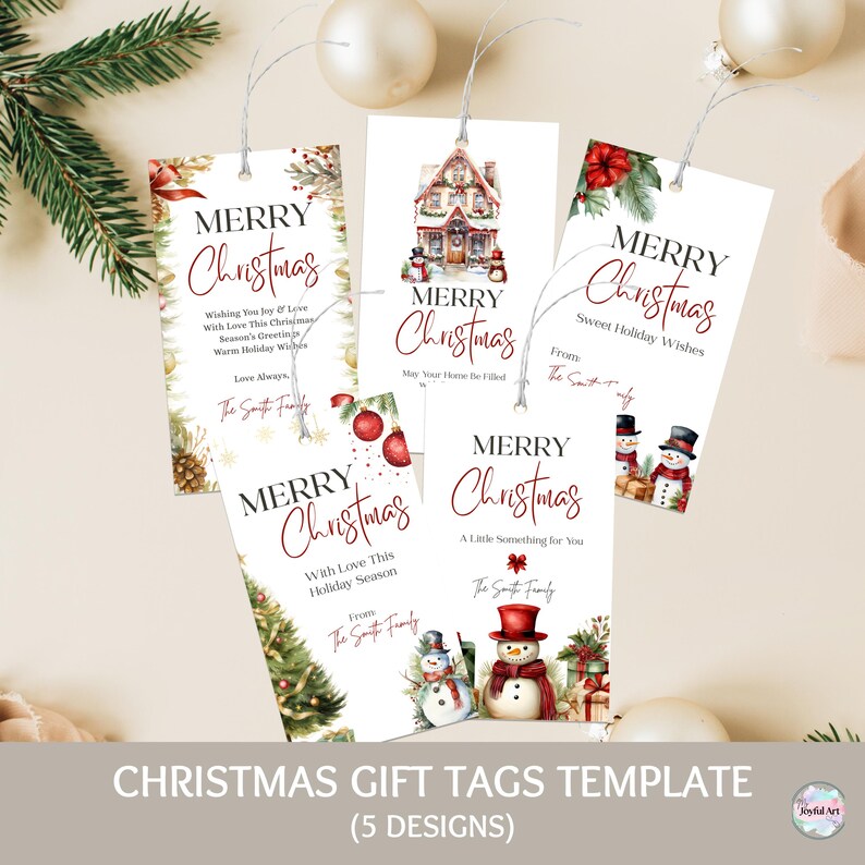 Snowman Christmas Gift Tags, Printable Holiday Tags, 5 Snowman Designs ...