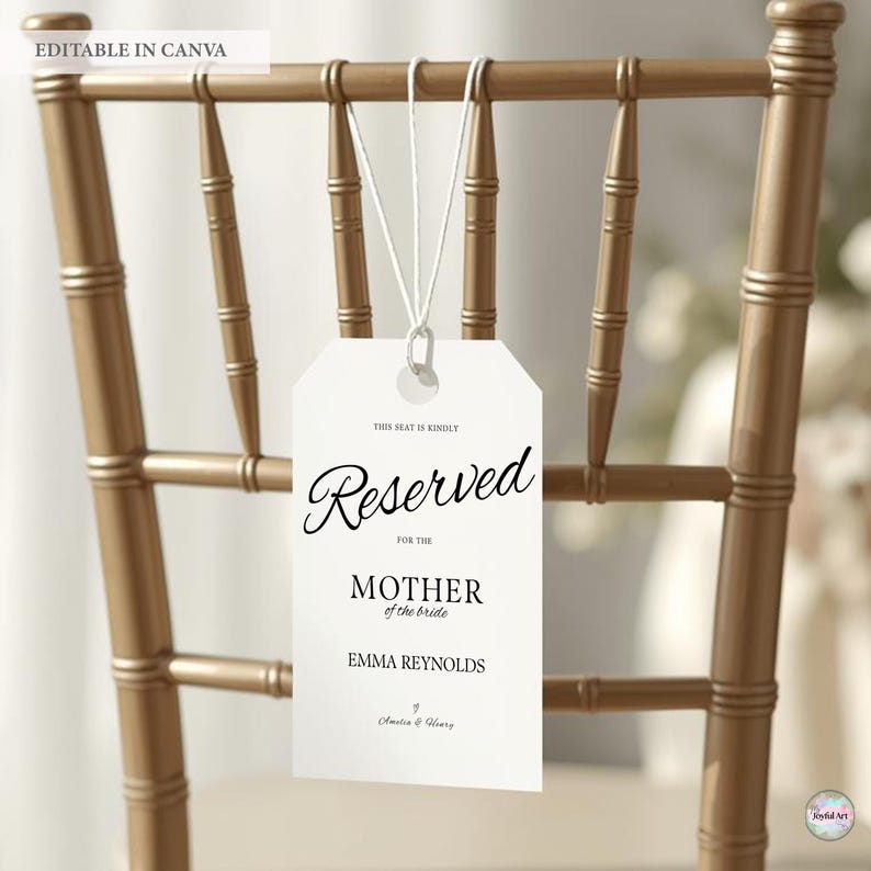 Editable Reserved Seating Tag and Sign Template | 4x6, 4x8, 5x7 & 8x10 ...