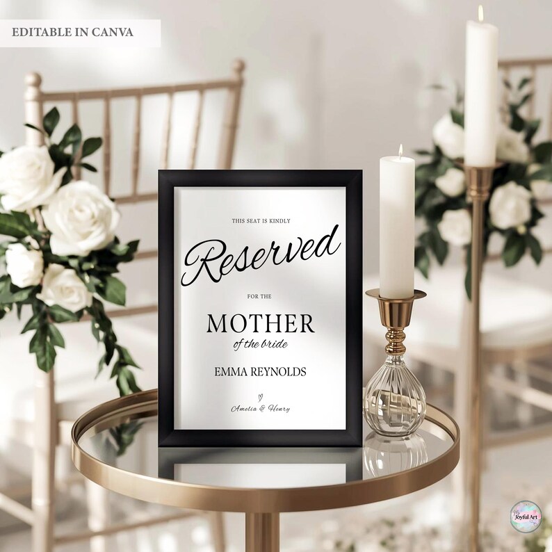 Editable Reserved Seating Tag and Sign Template | 4x6, 4x8, 5x7 & 8x10 ...