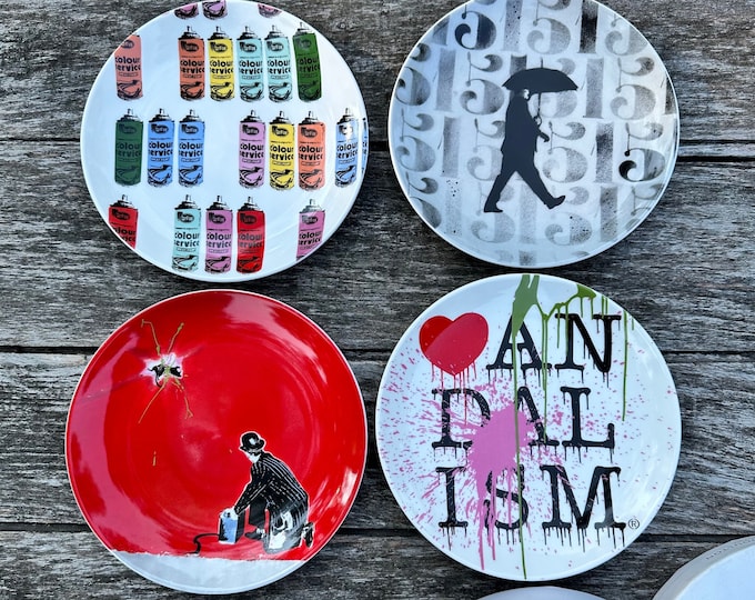 Street Art Graffiti Plates by Artist Nick Walker, Set of 4 Royal ...