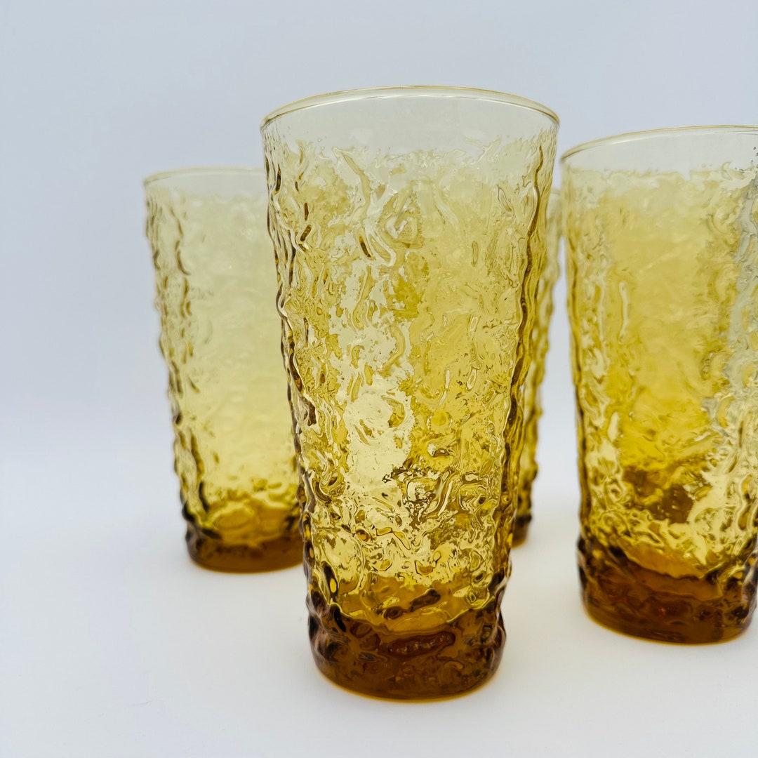 Set of 5 Vintage Anchor Hocking Milano Honey Gold Coolers - Tall Yellow ...