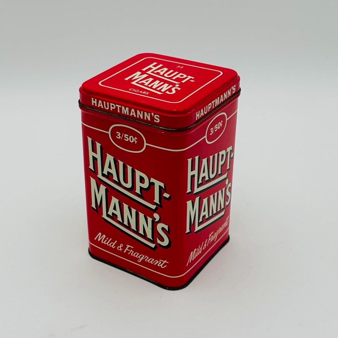 Hauptmann’s Cigar Tin, Mid Century Tobacco Tin by National Cigar Corp ...