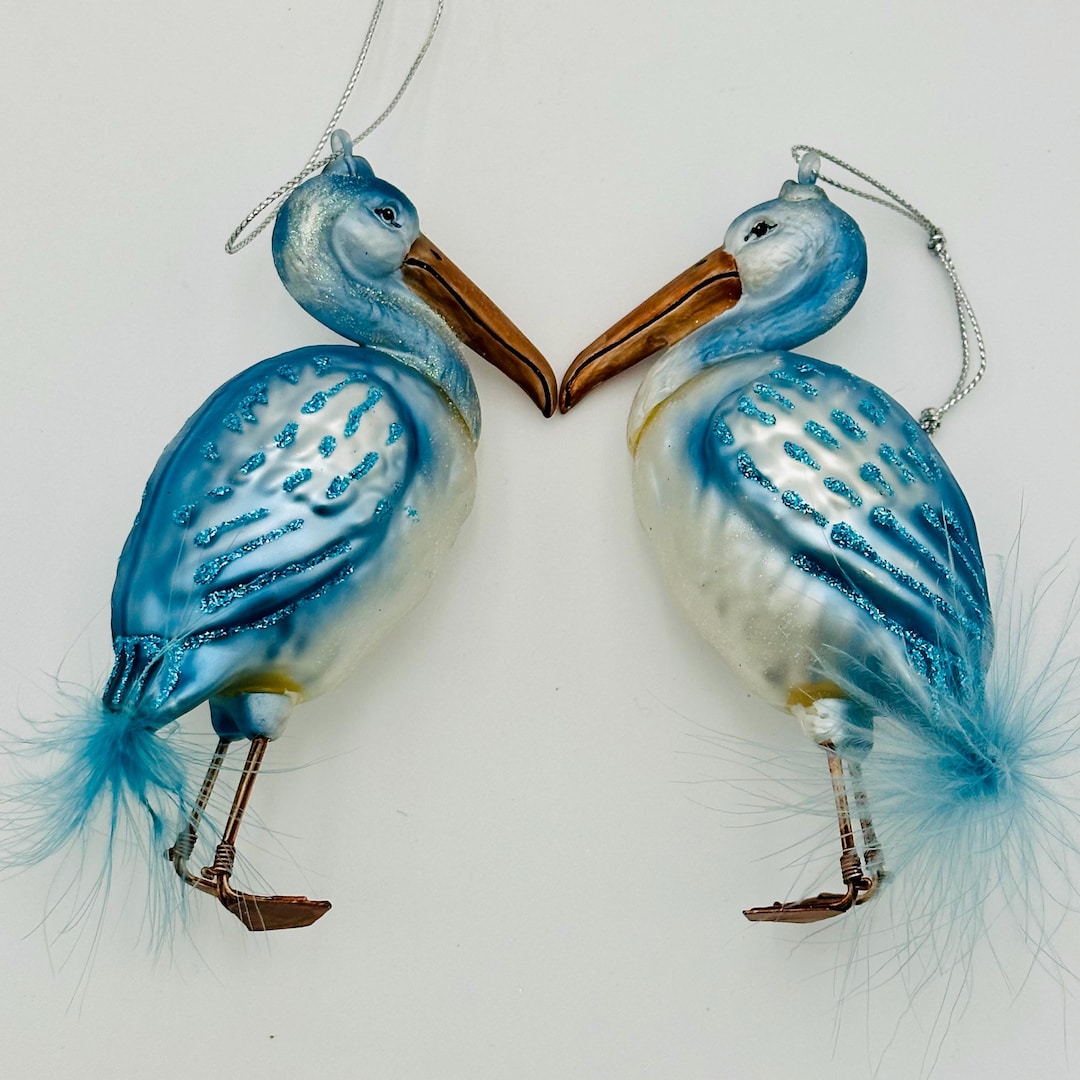 Vintage Blue Stork Christmas Ornaments - Dillard's - Boho Holiday Decor ...
