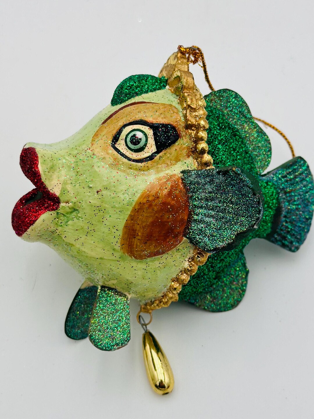 Vintage Katherine's Collection Glittery Kissing Fish Christmas Ornament ...
