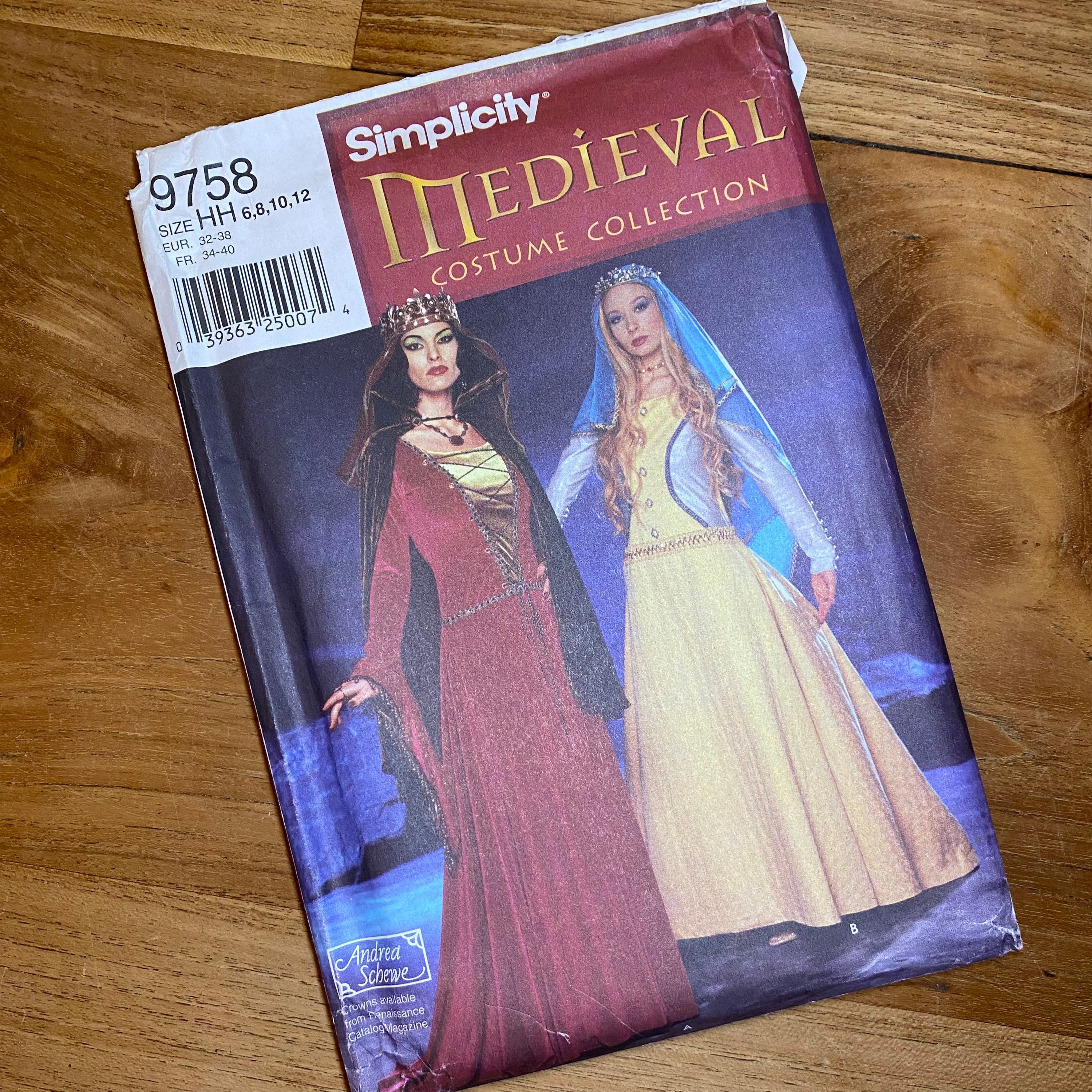 Medieval Costume Sewing Pattern – Simplicity 9758, Renaissance Dress ...