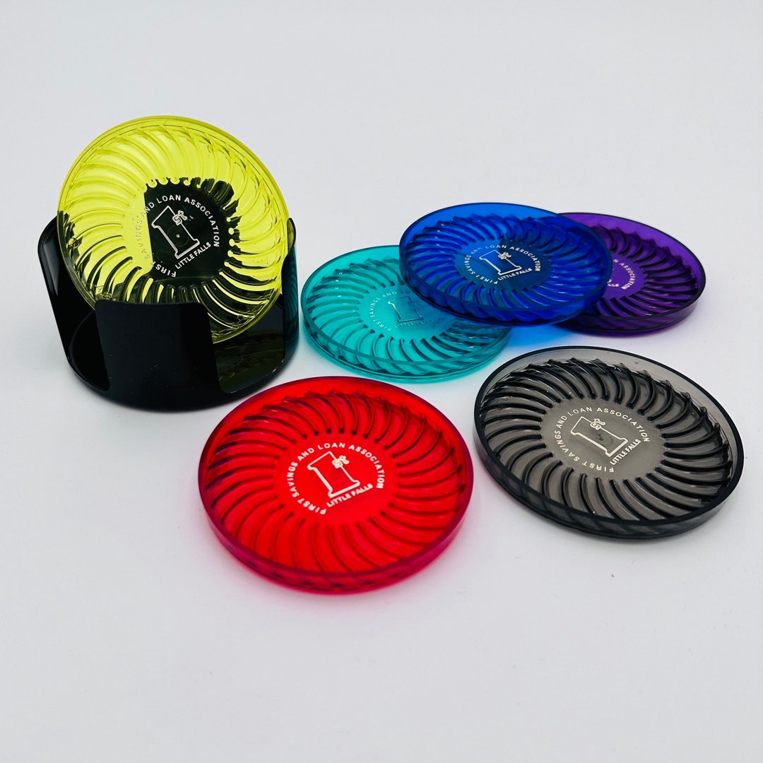 Vintage Plastic Coaster Set by Ritepoint USA, Set of 6 Plastic ...