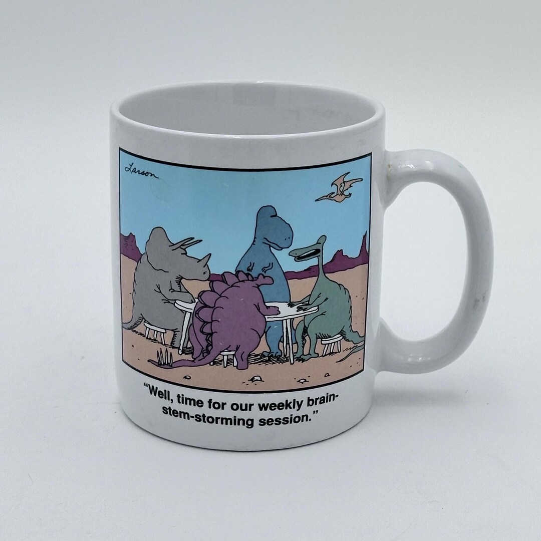Vintage Far Side Gary Larson Mug, Funny Dinosaurs Business Meeting ...