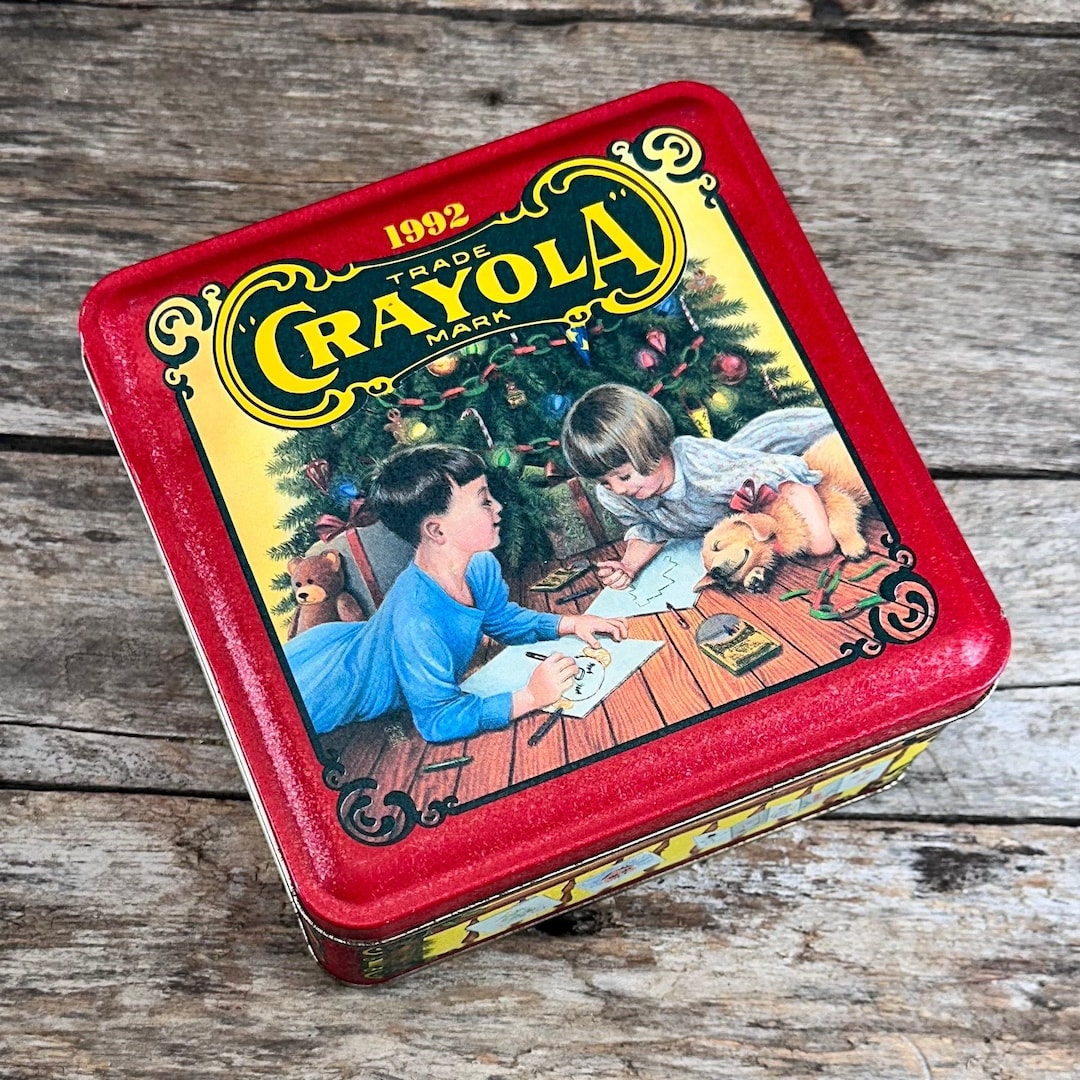 Crayola Crayon Tin 1992 Collectible Tin With a Christmas Tree Kids ...