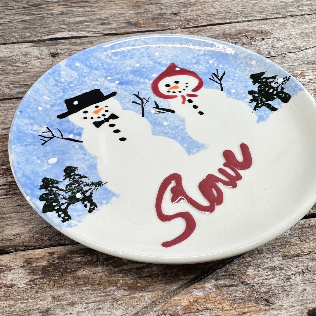 Snowman Plate Reads 'stowe' Hand Painted in Vermont - Etsy