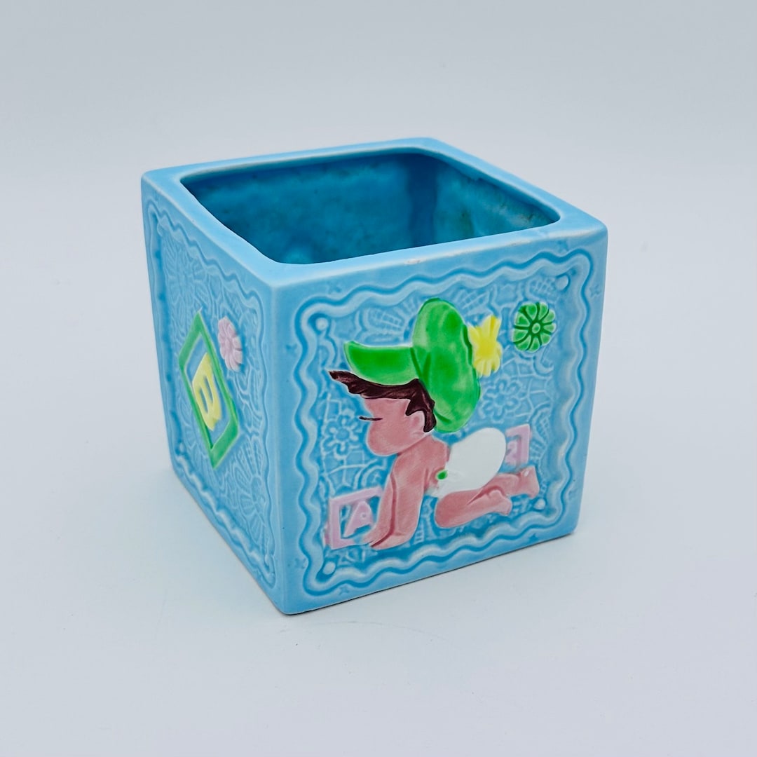 Vintage Baby Block Planter Vase Made in Japan Baby Nursery Decor Mid ...