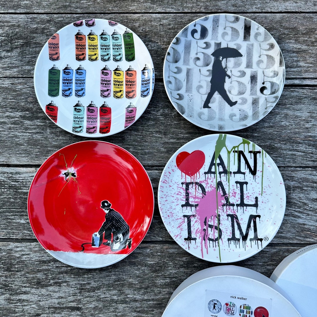 Nick Walker Street Art Plates by Royal Doulton in Original Round Box ...