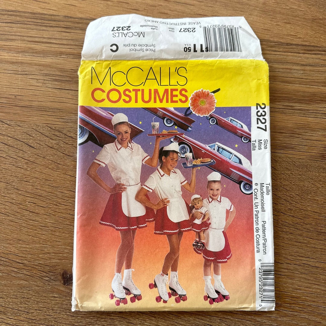 Mccall's 2327 Car Hop 1950s Waitress Costume Misses Sz 8-18 UNCUT ...