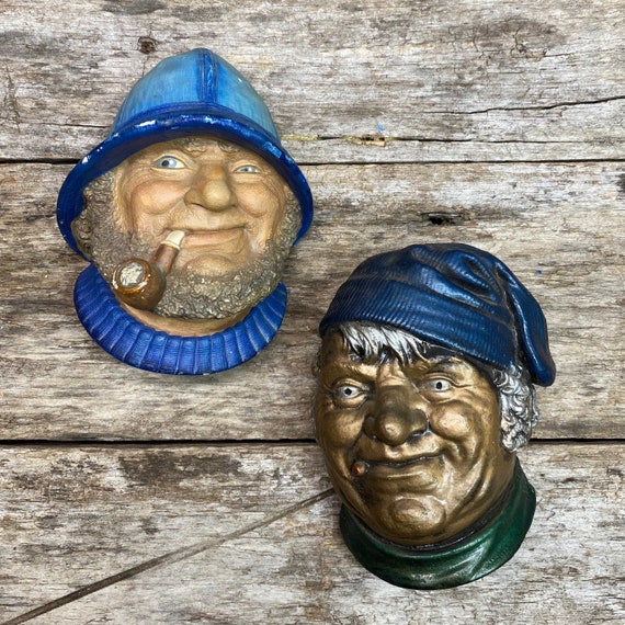 1960's Nautical Fishermen Chalkware Heads Legend | Etsy
