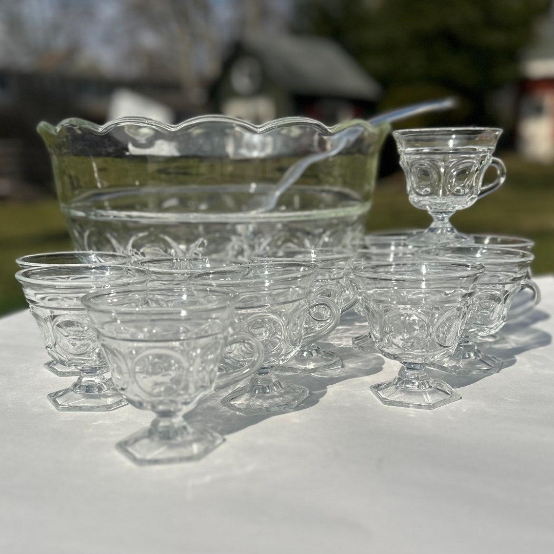 Vintage Indiana Glass Punch Set – Lexington Coinspot, 14-piece Party ...