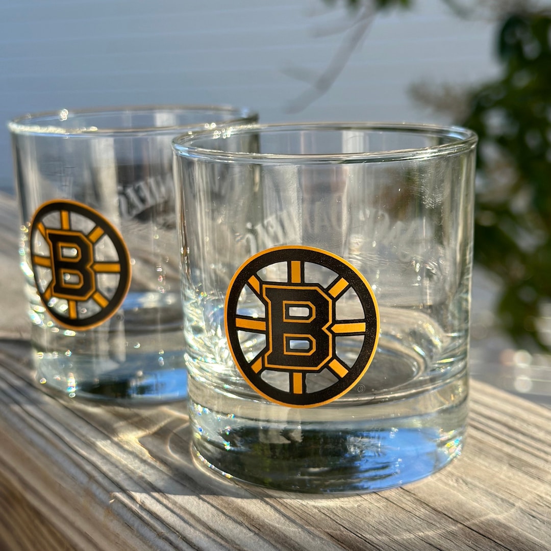 Boston Bruins Jack Daniels Whiskey Lowball 8 Oz. Glass Tumbler Set of 2 ...
