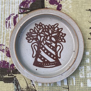 Dansk Plate by Niels Refsgaard Flower Basket Design 1970s Vintage Beige ...