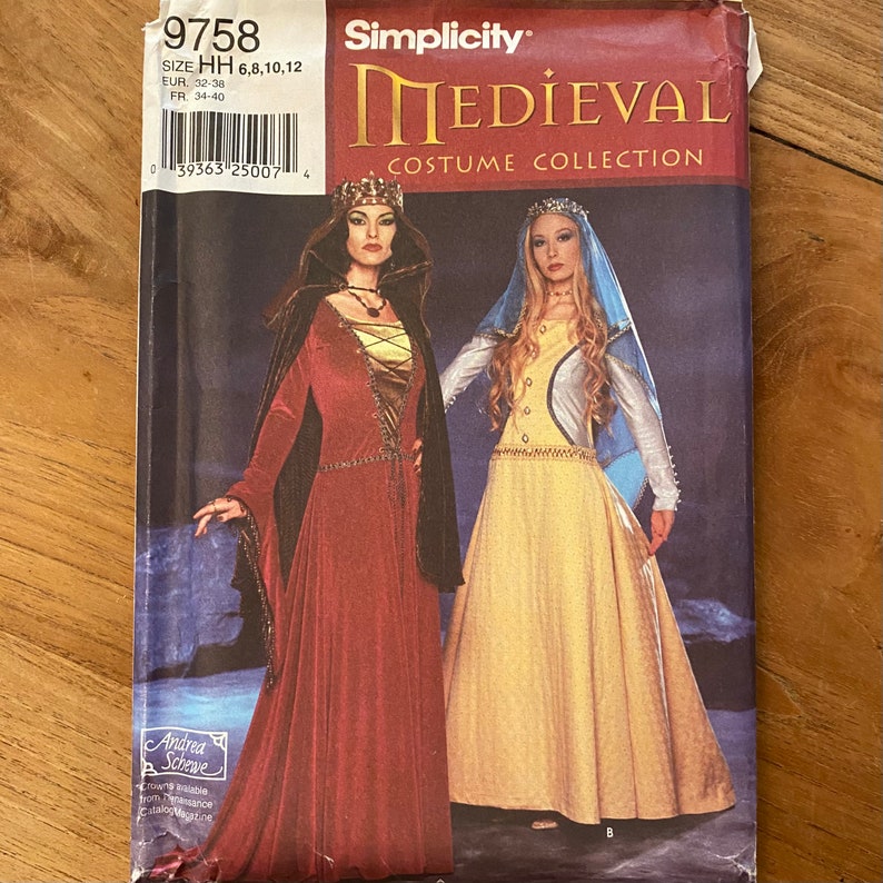 Medieval Costume Sewing Pattern – Simplicity 9758, Renaissance Dress ...