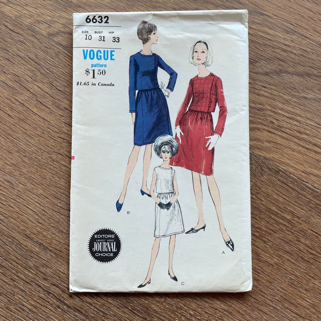 Vintage Sewing Pattern, Vogue 6632 Two Piece Dress and Jacket 1960's ...